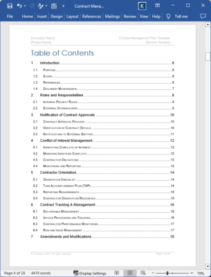 Contract Management Plan Template – MS Office Templates with AI prompts